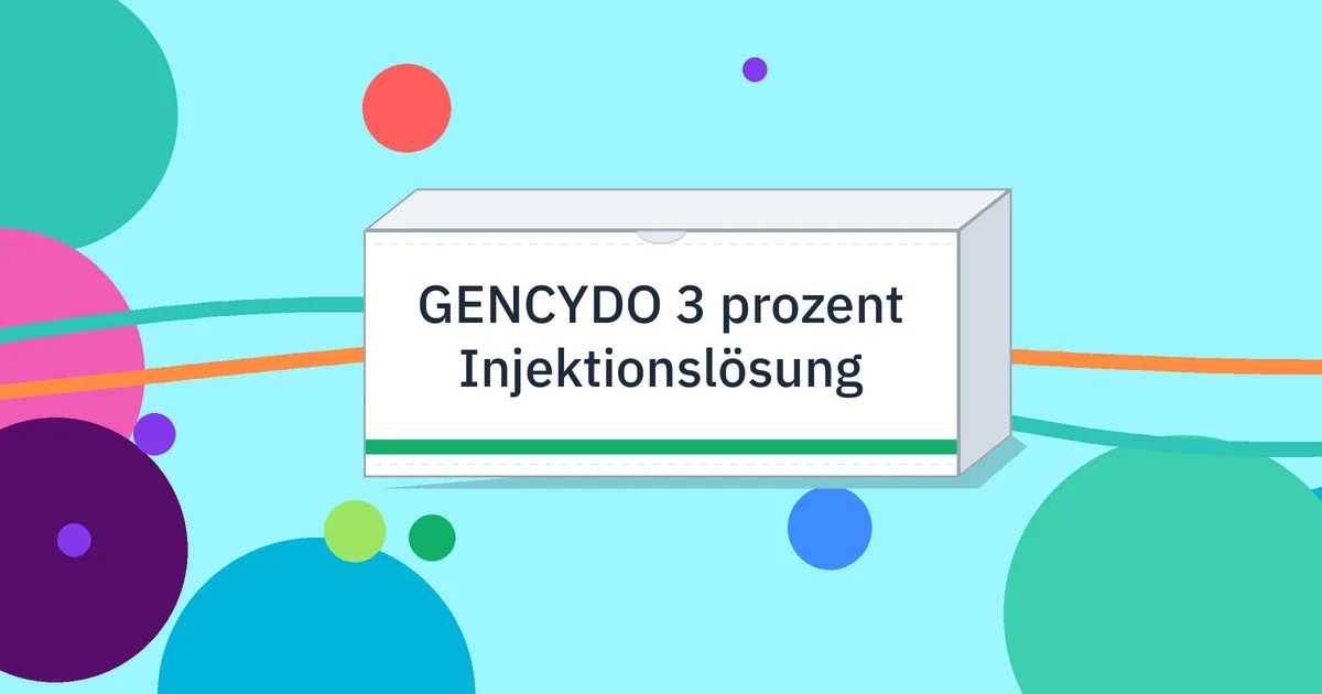 Symbolbild: Packung mit der Aufschrift GENCYDO 3 prozent Injektionslösung (PZN 02819313) – Verfügbarkeit und Bezug in Apotheken in Frankfurt am Main