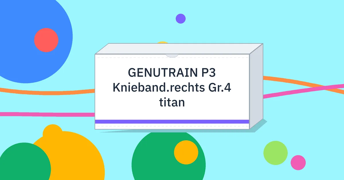Symbolbild: Packung mit der Aufschrift GENUTRAIN P3 Knieband.rechts Gr.4 titan (PZN 01285074) – Verfügbarkeit und Bezug in Apotheken in Frankfurt am Main