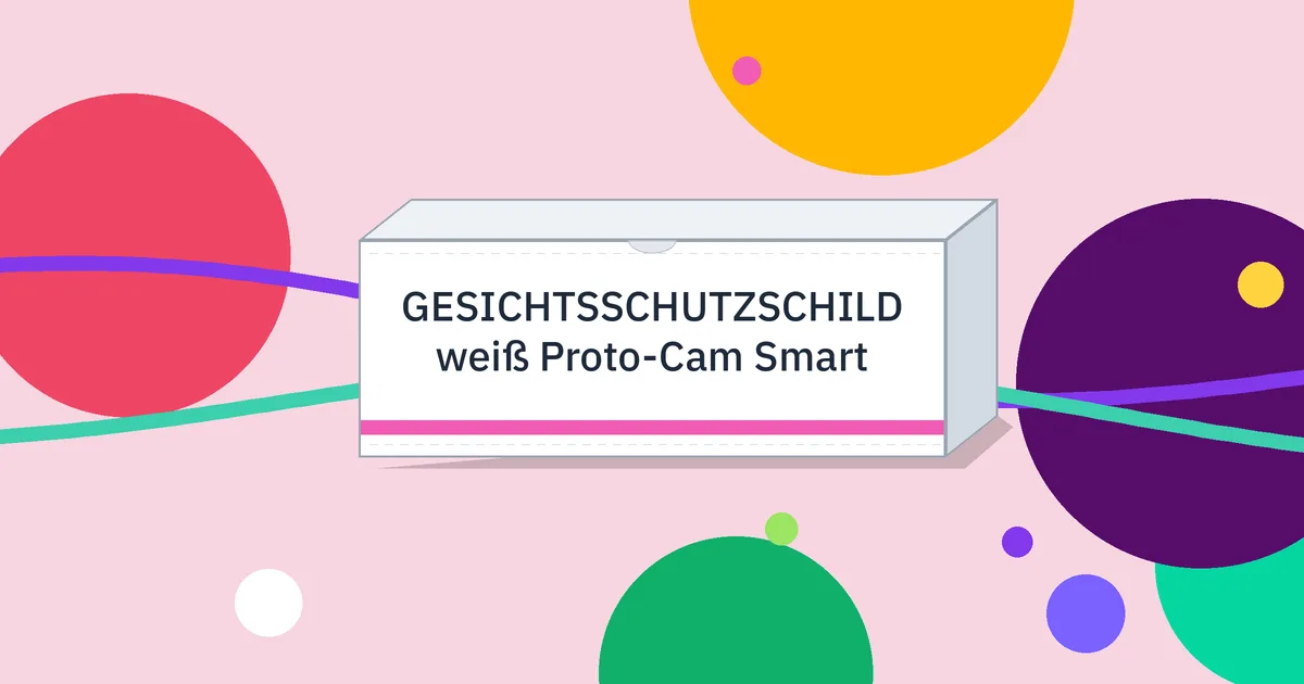 Symbolbild: Packung mit der Aufschrift GESICHTSSCHUTZSCHILD weiß Proto-Cam Smart (PZN 16719087) – Verfügbarkeit und Bezug in Apotheken in Frankfurt am Main
