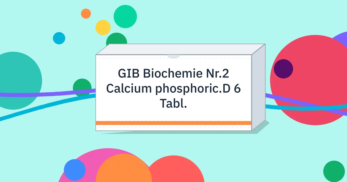 Symbolbild: Packung mit der Aufschrift GIB Biochemie Nr.2 Calcium phosphoric.D 6 Tabl. (PZN 08481022) – Verfügbarkeit und Bezug in Apotheken in Frankfurt am Main