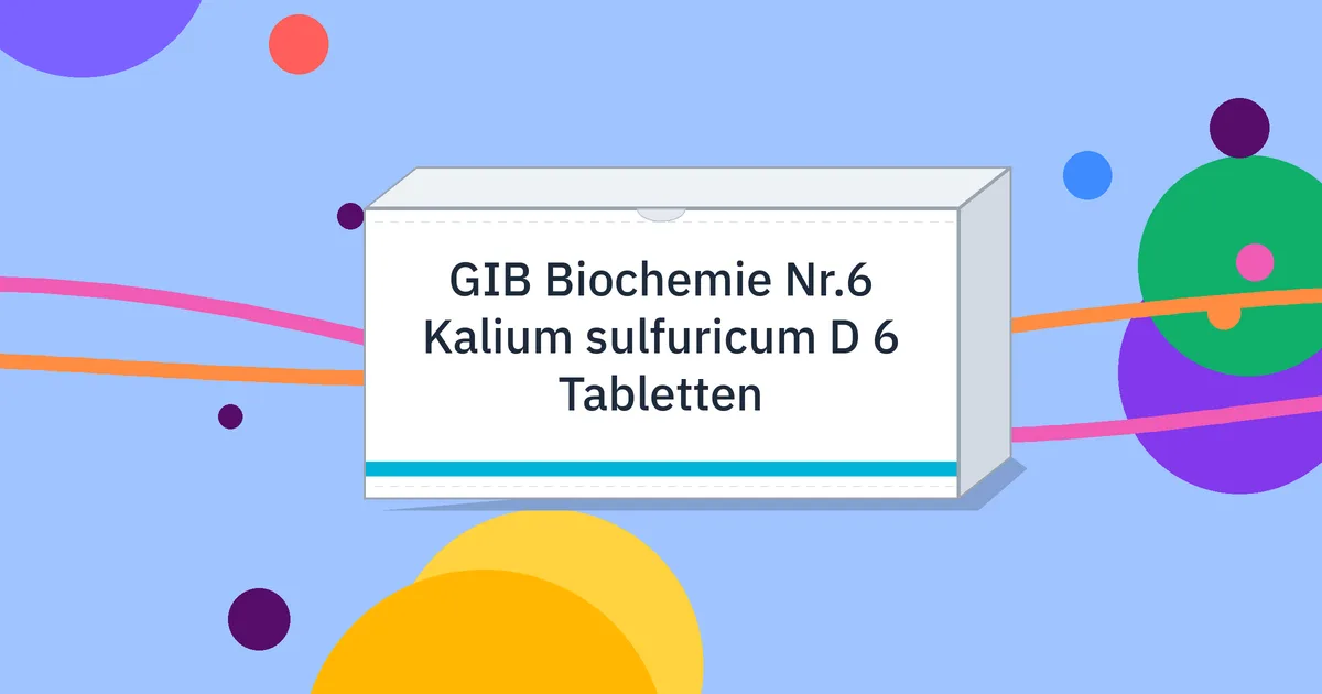 Symbolbild: Packung mit der Aufschrift GIB Biochemie Nr.6 Kalium sulfuricum D 6 Tabletten (PZN 08481430) – Verfügbarkeit und Bezug in Apotheken in Frankfurt am Main