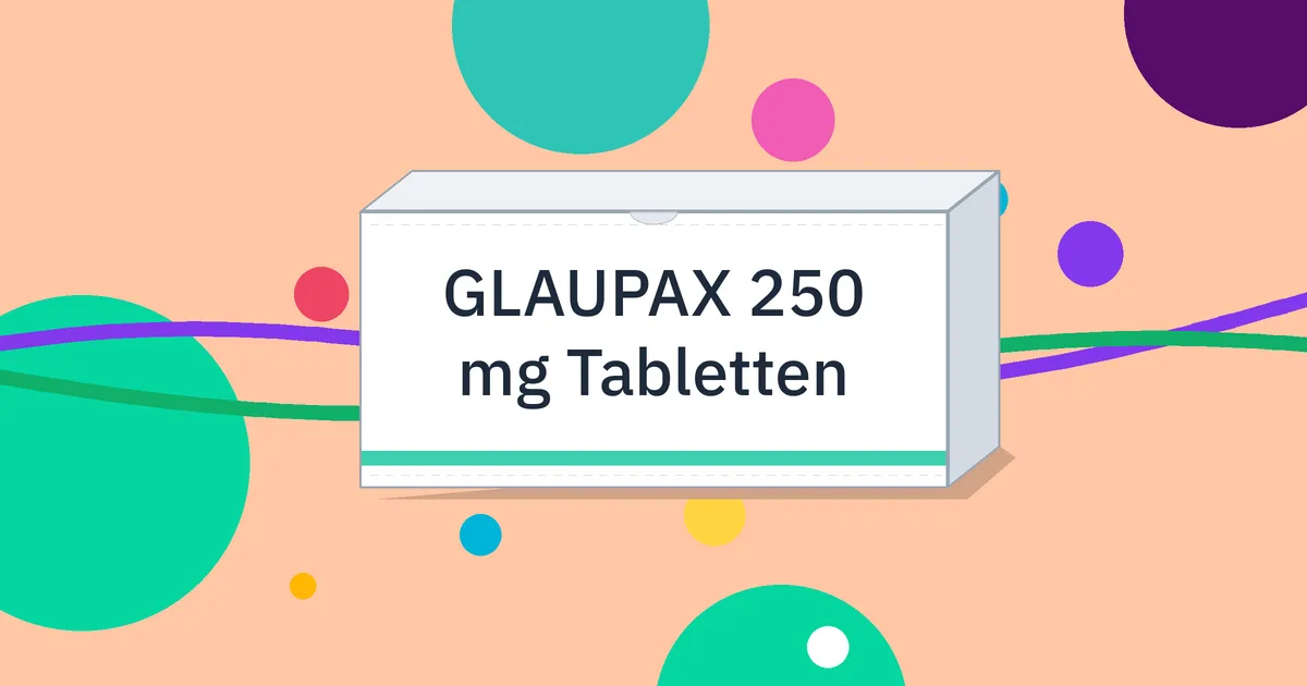 Symbolbild: Packung mit der Aufschrift GLAUPAX 250 mg Tabletten (PZN 01907920) – Verfügbarkeit und Bezug in Apotheken in Frankfurt am Main
