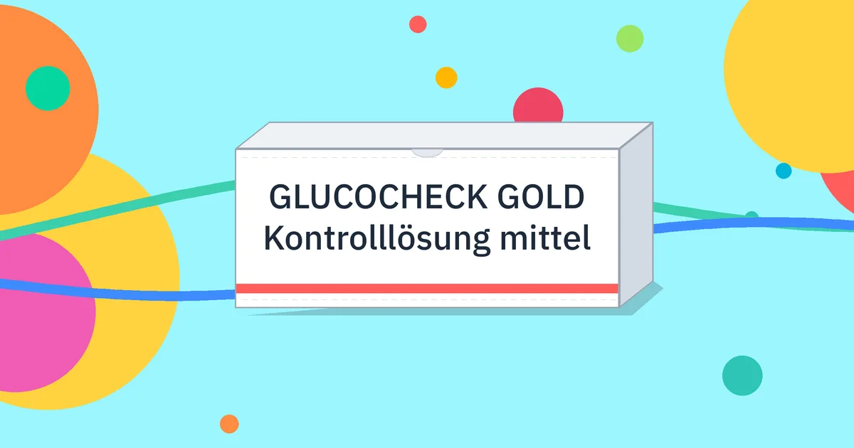 Symbolbild: Packung mit der Aufschrift GLUCOCHECK GOLD Kontrolllösung mittel (PZN 11864910) – Verfügbarkeit und Bezug in Apotheken in Frankfurt am Main
