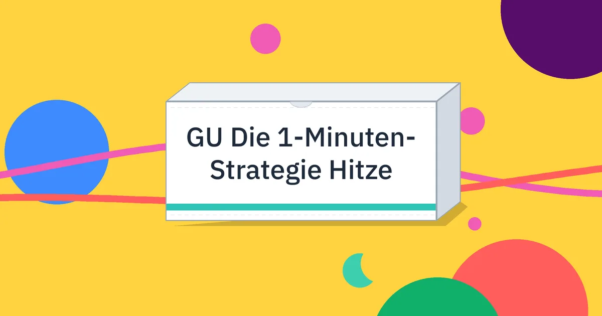 Symbolbild: Packung mit der Aufschrift GU Die 1-Minuten-Strategie Hitze (PZN 20604088) – Verfügbarkeit und Bezug in Apotheken in Frankfurt am Main