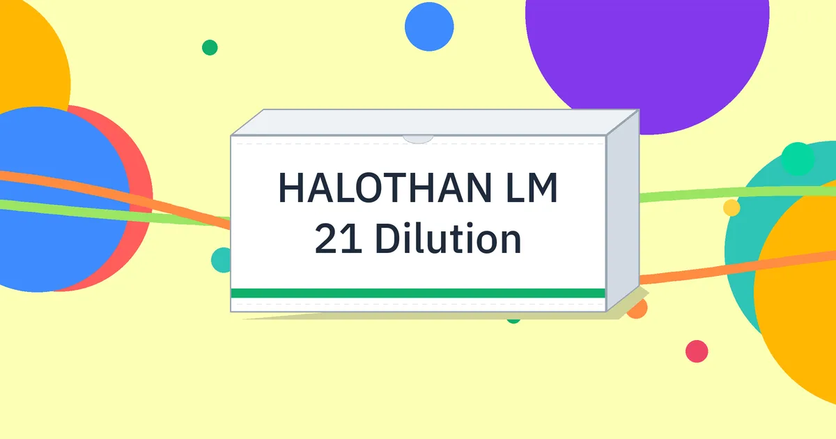 Symbolbild: Packung mit der Aufschrift HALOTHAN LM 21 Dilution (PZN 12884091) – Verfügbarkeit und Bezug in Apotheken in Frankfurt am Main