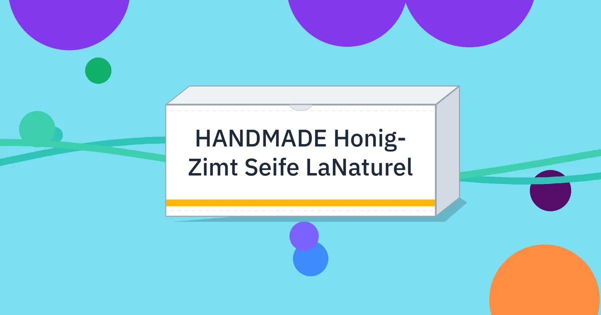 Symbolbild: Packung mit der Aufschrift HANDMADE Honig-Zimt Seife LaNaturel (PZN 18841823) – Verfügbarkeit und Bezug in Apotheken in Frankfurt am Main