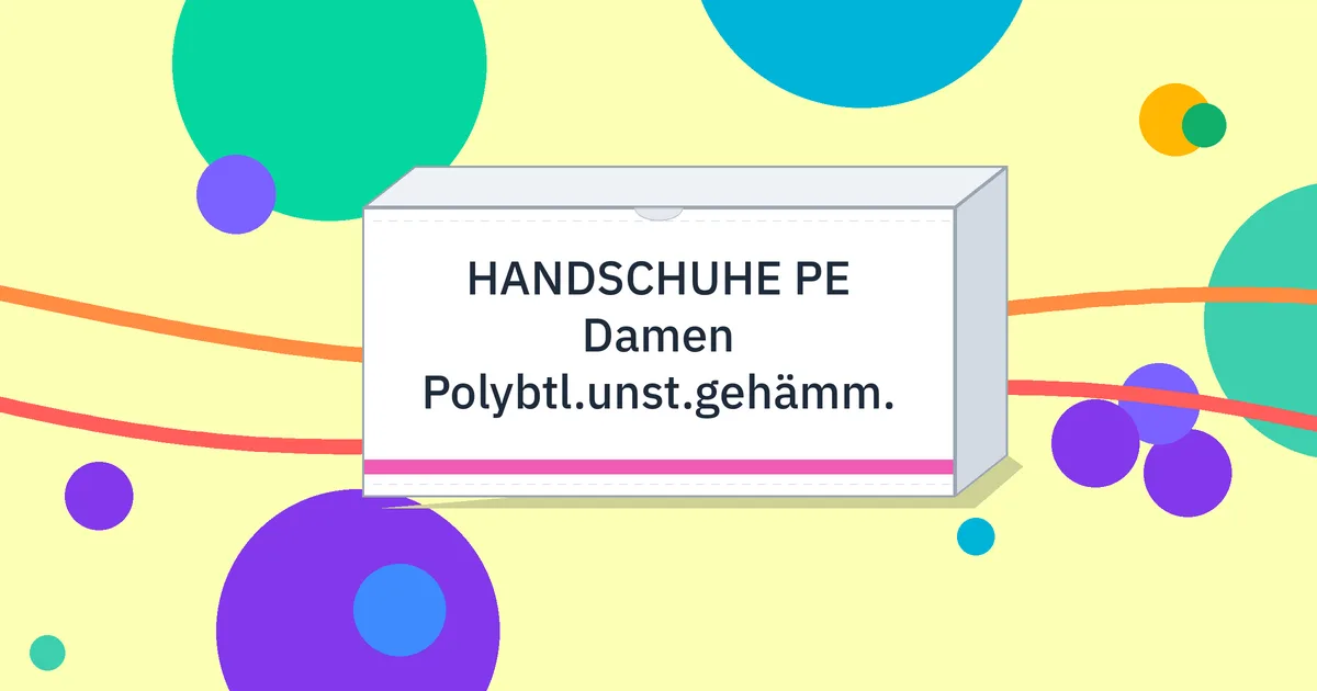 Symbolbild: Packung mit der Aufschrift HANDSCHUHE PE Damen Polybtl.unst.gehämm. (PZN 01288285) – Verfügbarkeit und Bezug in Apotheken in Frankfurt am Main