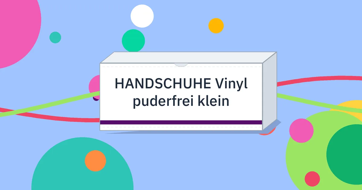 Symbolbild: Packung mit der Aufschrift HANDSCHUHE Vinyl puderfrei klein (PZN 02572634) – Verfügbarkeit und Bezug in Apotheken in Frankfurt am Main