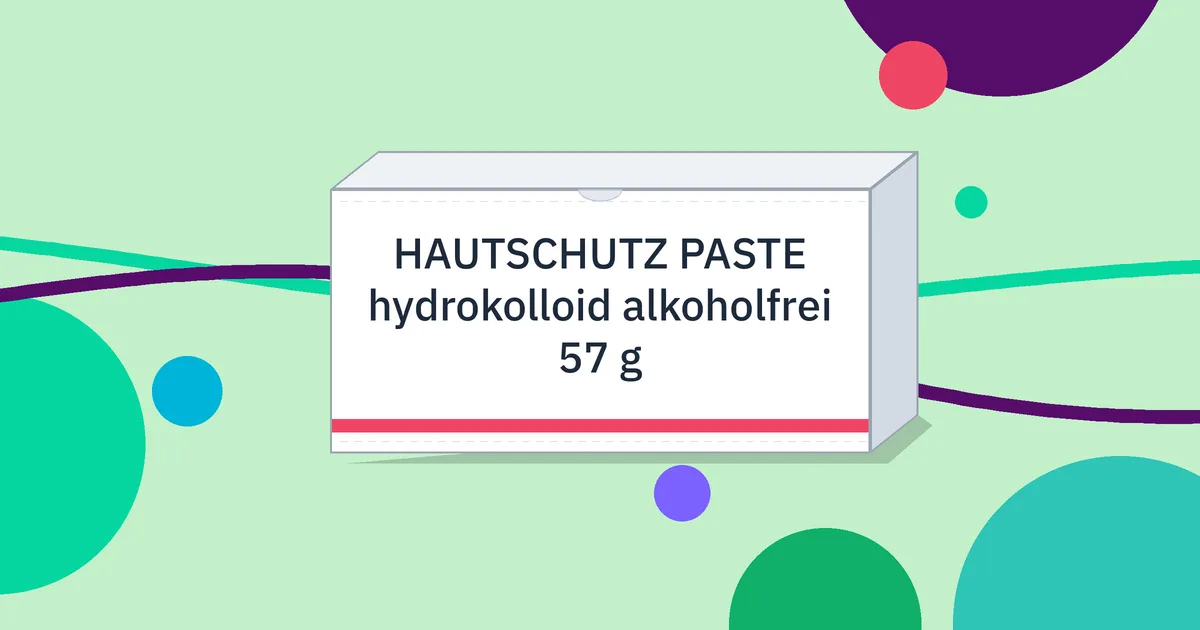 Symbolbild: Packung mit der Aufschrift HAUTSCHUTZ PASTE hydrokolloid alkoholfrei 57 g (PZN 10169869) – Verfügbarkeit und Bezug in Apotheken in Frankfurt am Main