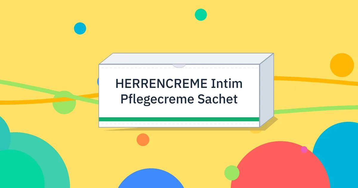 Symbolbild: Packung mit der Aufschrift HERRENCREME Intim Pflegecreme Sachet (PZN 15505332) – Verfügbarkeit und Bezug in Apotheken in Frankfurt am Main