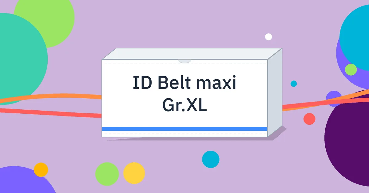 Symbolbild: Packung mit der Aufschrift ID Belt maxi Gr.XL (PZN 16654206) – Verfügbarkeit und Bezug in Apotheken in Frankfurt am Main