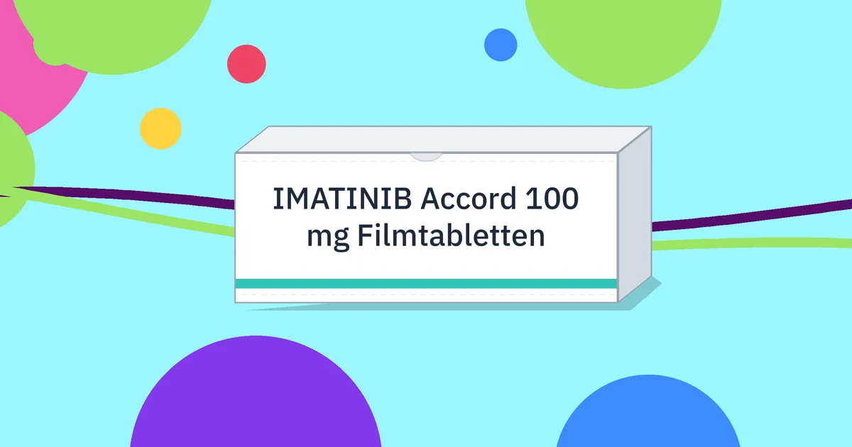 Symbolbild: Packung mit der Aufschrift IMATINIB Accord 100 mg Filmtabletten (PZN 15228424) – Verfügbarkeit und Bezug in Apotheken in Frankfurt am Main
