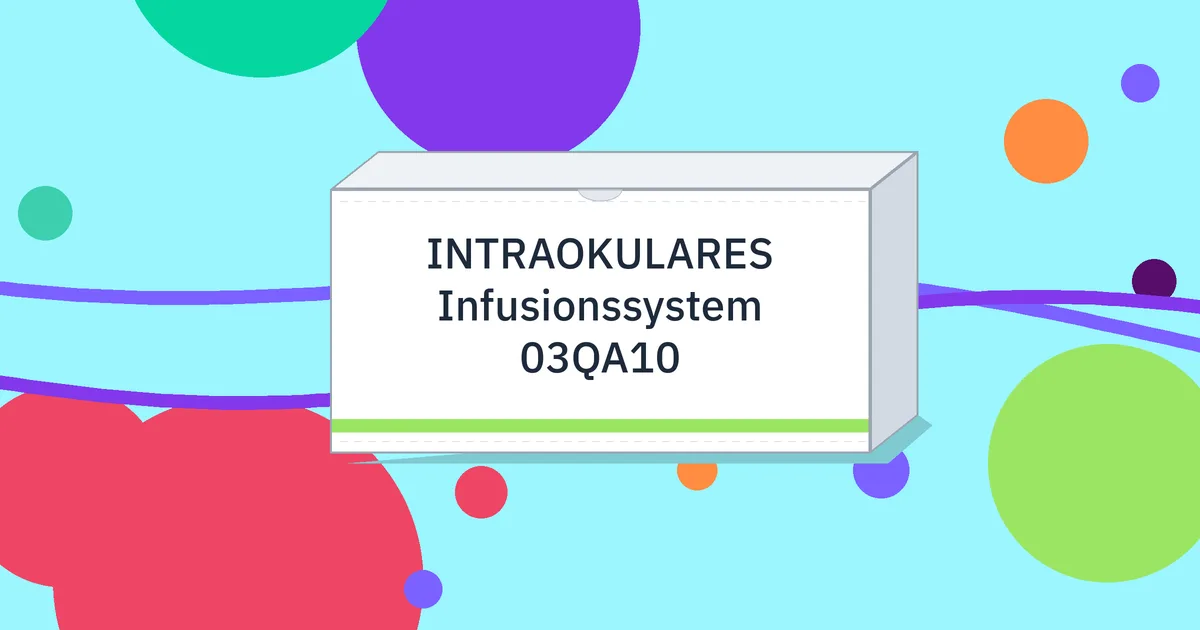 Symbolbild: Packung mit der Aufschrift INTRAOKULARES Infusionssystem 03QA10 (PZN 10759401) – Verfügbarkeit und Bezug in Apotheken in Frankfurt am Main