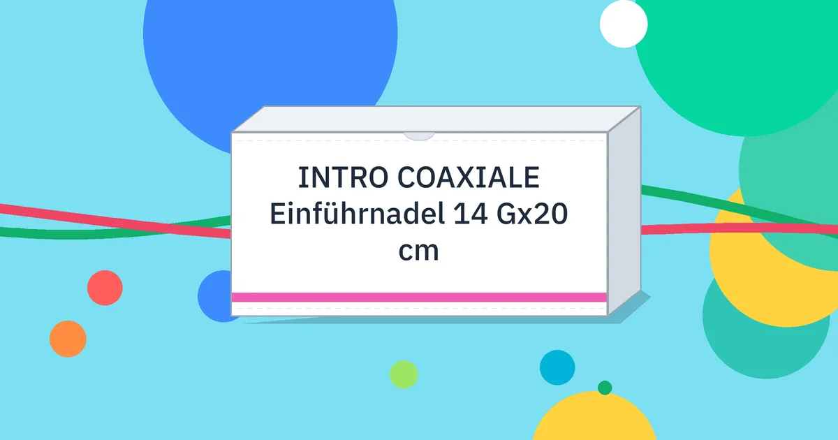 Symbolbild: Packung mit der Aufschrift INTRO COAXIALE Einführnadel 14 Gx20 cm (PZN 16918763) – Verfügbarkeit und Bezug in Apotheken in Frankfurt am Main
