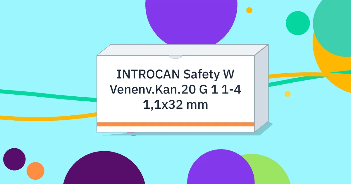 Symbolbild: Packung mit der Aufschrift INTROCAN Safety W Venenv.Kan.20 G 1 1-4 1,1x32 mm (PZN 20345362) – Verfügbarkeit und Bezug in Apotheken in Frankfurt am Main