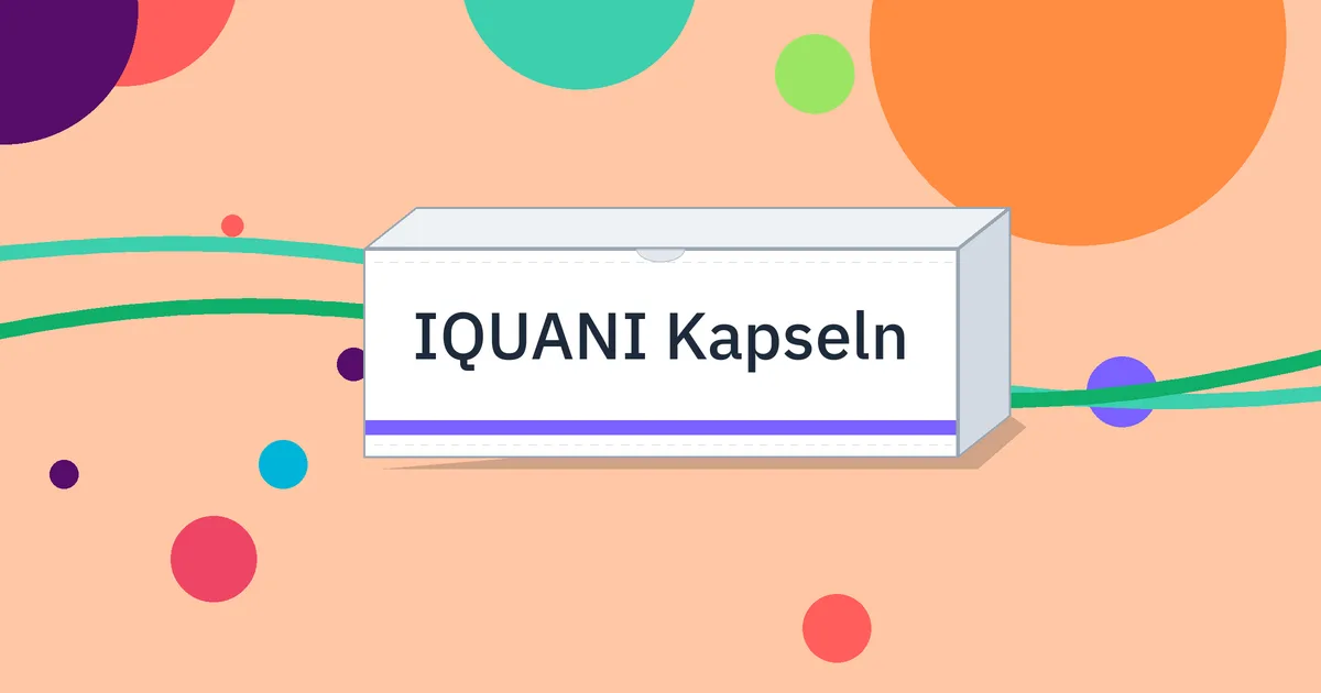 Symbolbild: Packung mit der Aufschrift IQUANI Kapseln (PZN 10544511) – Verfügbarkeit und Bezug in Apotheken in Frankfurt am Main
