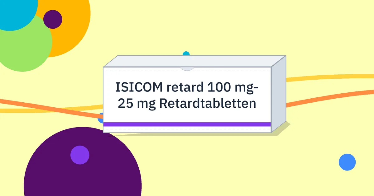 Symbolbild: Packung mit der Aufschrift ISICOM retard 100 mg-25 mg Retardtabletten (PZN 09614181) – Verfügbarkeit und Bezug in Apotheken in Frankfurt am Main