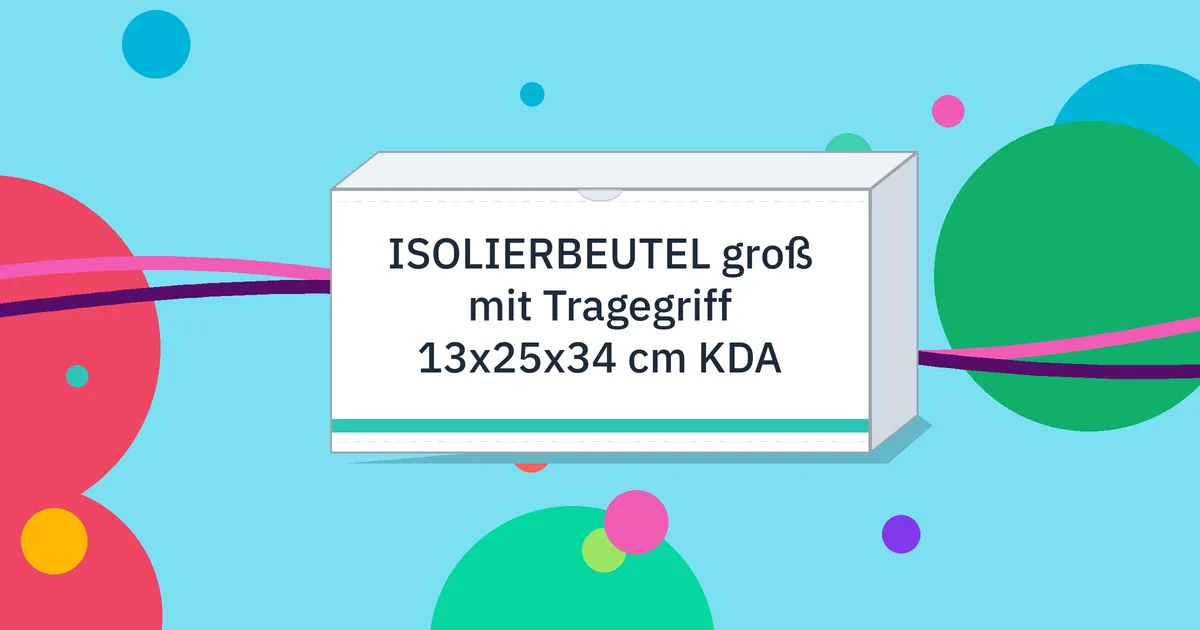 Symbolbild: Packung mit der Aufschrift ISOLIERBEUTEL groß mit Tragegriff 13x25x34 cm KDA (PZN 12571825) – Verfügbarkeit und Bezug in Apotheken in Frankfurt am Main