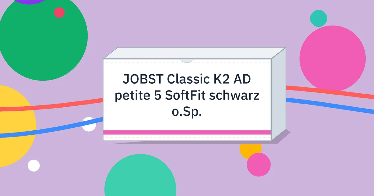 Symbolbild: Packung mit der Aufschrift JOBST Classic K2 AD petite 5 SoftFit schwarz o.Sp. (PZN 14222520) – Verfügbarkeit und Bezug in Apotheken in Frankfurt am Main