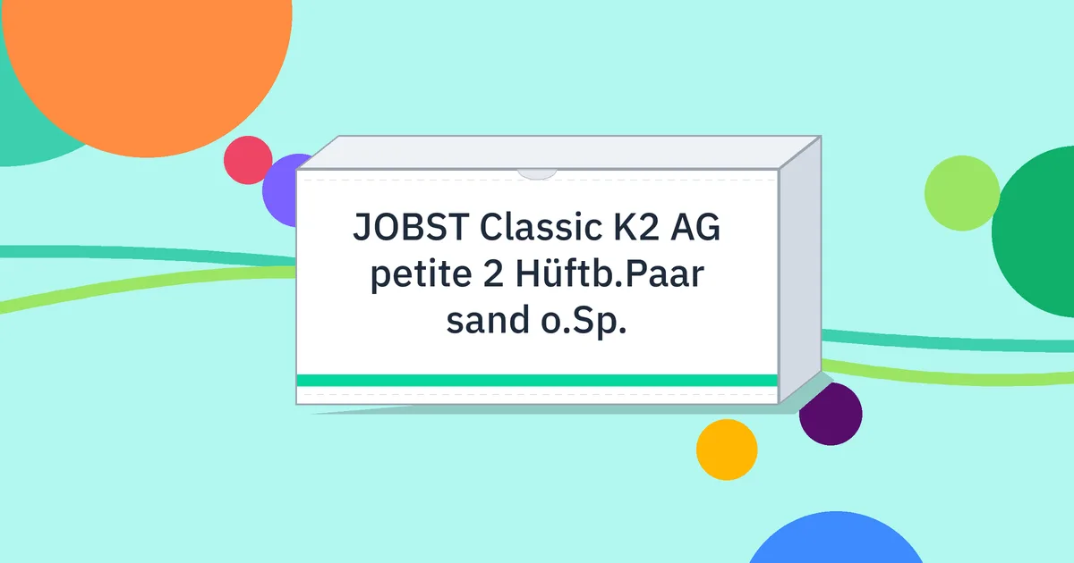 Symbolbild: Packung mit der Aufschrift JOBST Classic K2 AG petite 2 Hüftb.Paar sand o.Sp. (PZN 13065113) – Verfügbarkeit und Bezug in Apotheken in Frankfurt am Main