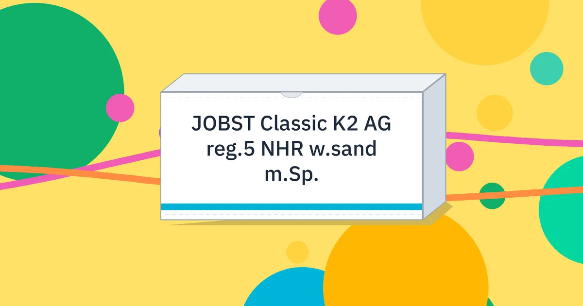 Symbolbild: Packung mit der Aufschrift JOBST Classic K2 AG reg.5 NHR w.sand m.Sp. (PZN 10727453) – Verfügbarkeit und Bezug in Apotheken in Frankfurt am Main