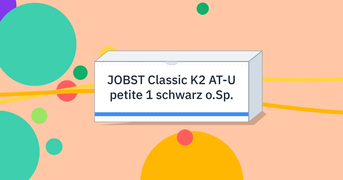 Symbolbild: Packung mit der Aufschrift JOBST Classic K2 AT-U petite 1 schwarz o.Sp. (PZN 13068494) – Verfügbarkeit und Bezug in Apotheken in Frankfurt am Main