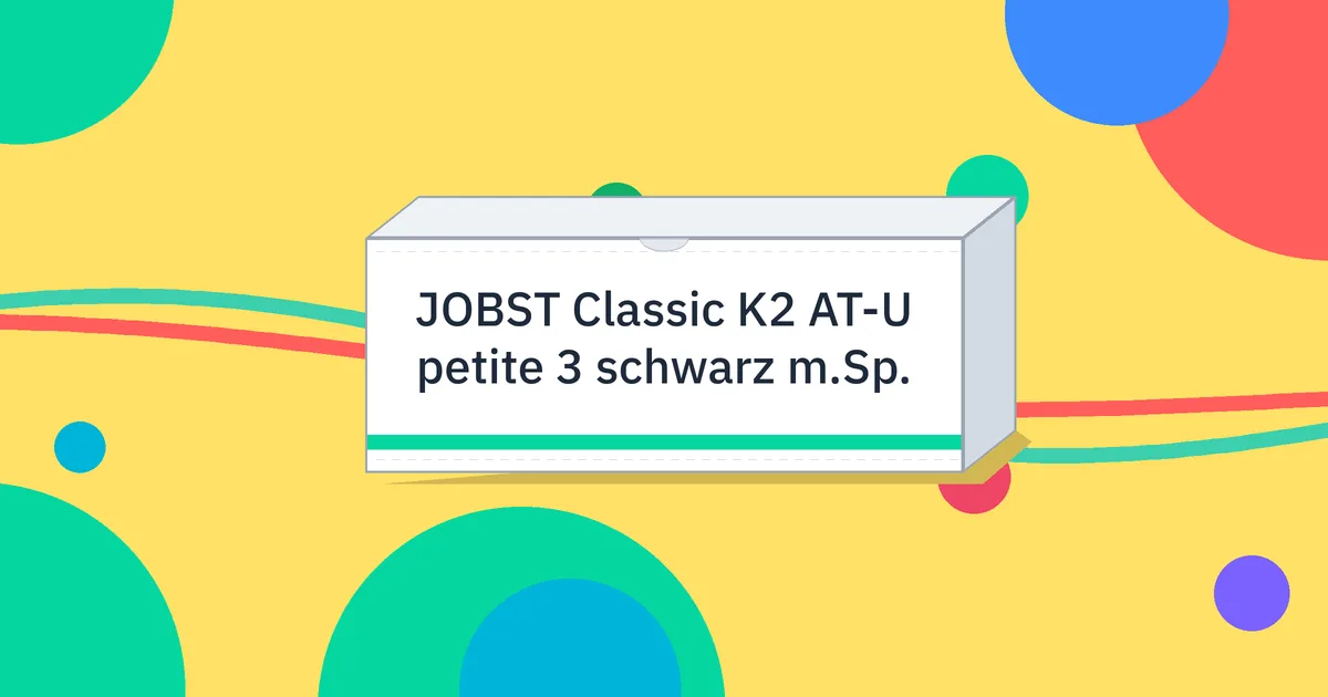 Symbolbild: Packung mit der Aufschrift JOBST Classic K2 AT-U petite 3 schwarz m.Sp. (PZN 13068229) – Verfügbarkeit und Bezug in Apotheken in Frankfurt am Main