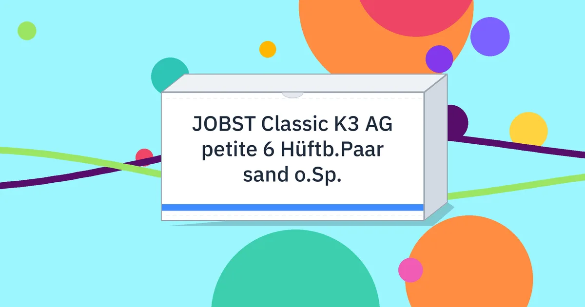 Symbolbild: Packung mit der Aufschrift JOBST Classic K3 AG petite 6 Hüftb.Paar sand o.Sp. (PZN 13078469) – Verfügbarkeit und Bezug in Apotheken in Frankfurt am Main