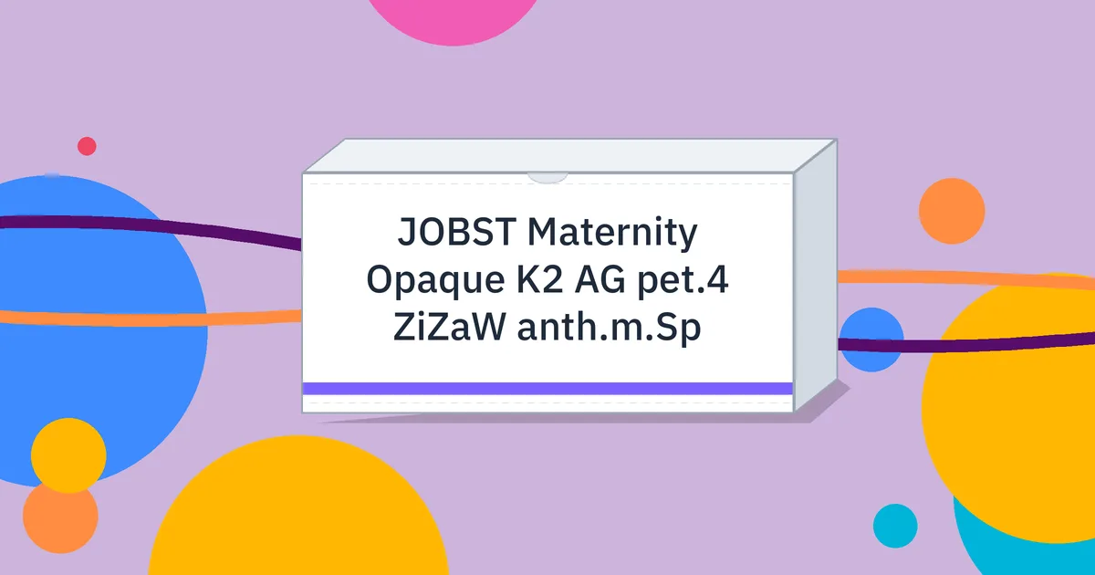 Symbolbild: Packung mit der Aufschrift JOBST Maternity Opaque K2 AG pet.4 ZiZaW anth.m.Sp (PZN 15856273) – Verfügbarkeit und Bezug in Apotheken in Frankfurt am Main