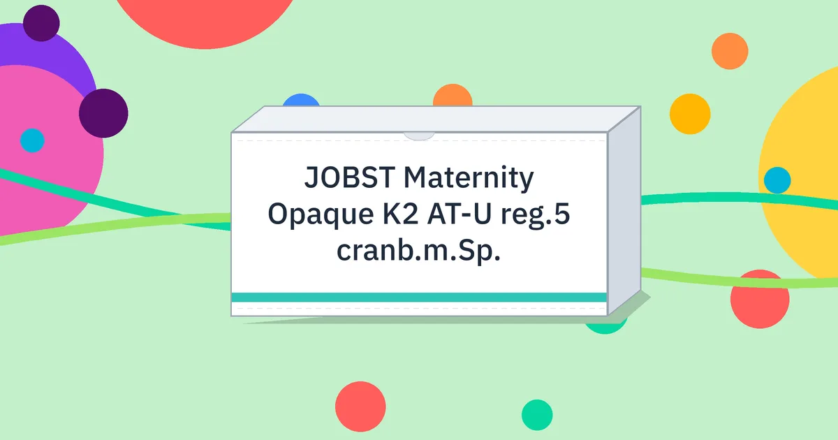 Symbolbild: Packung mit der Aufschrift JOBST Maternity Opaque K2 AT-U reg.5 cranb.m.Sp. (PZN 15858705) – Verfügbarkeit und Bezug in Apotheken in Frankfurt am Main