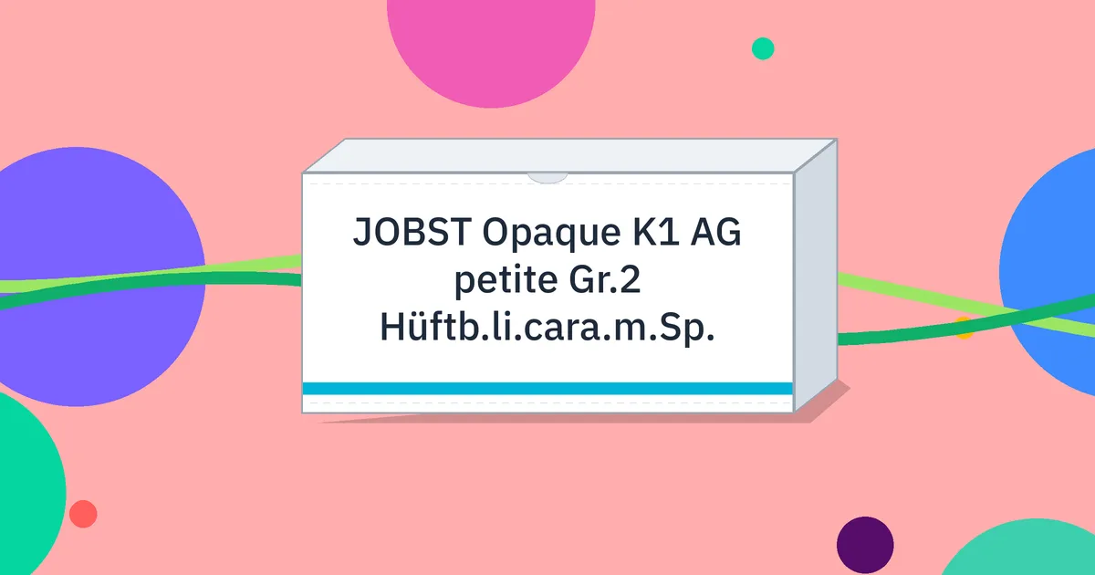Symbolbild: Packung mit der Aufschrift JOBST Opaque K1 AG petite Gr.2 Hüftb.li.cara.m.Sp. (PZN 13097515) – Verfügbarkeit und Bezug in Apotheken in Frankfurt am Main