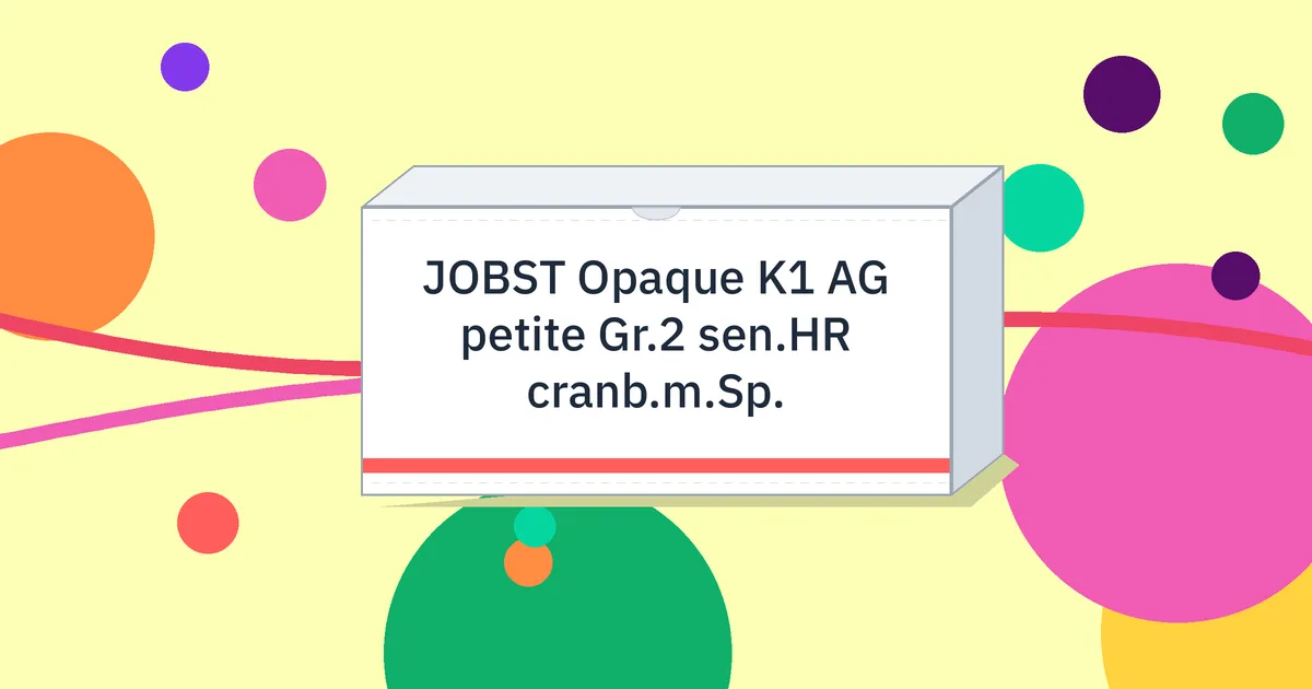 Symbolbild: Packung mit der Aufschrift JOBST Opaque K1 AG petite Gr.2 sen.HR cranb.m.Sp. (PZN 13085512) – Verfügbarkeit und Bezug in Apotheken in Frankfurt am Main