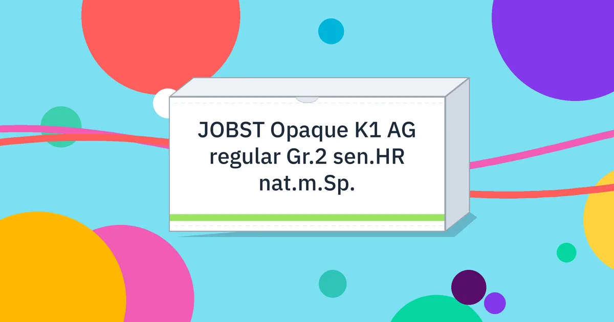 Symbolbild: Packung mit der Aufschrift JOBST Opaque K1 AG regular Gr.2 sen.HR nat.m.Sp. (PZN 13092630) – Verfügbarkeit und Bezug in Apotheken in Frankfurt am Main