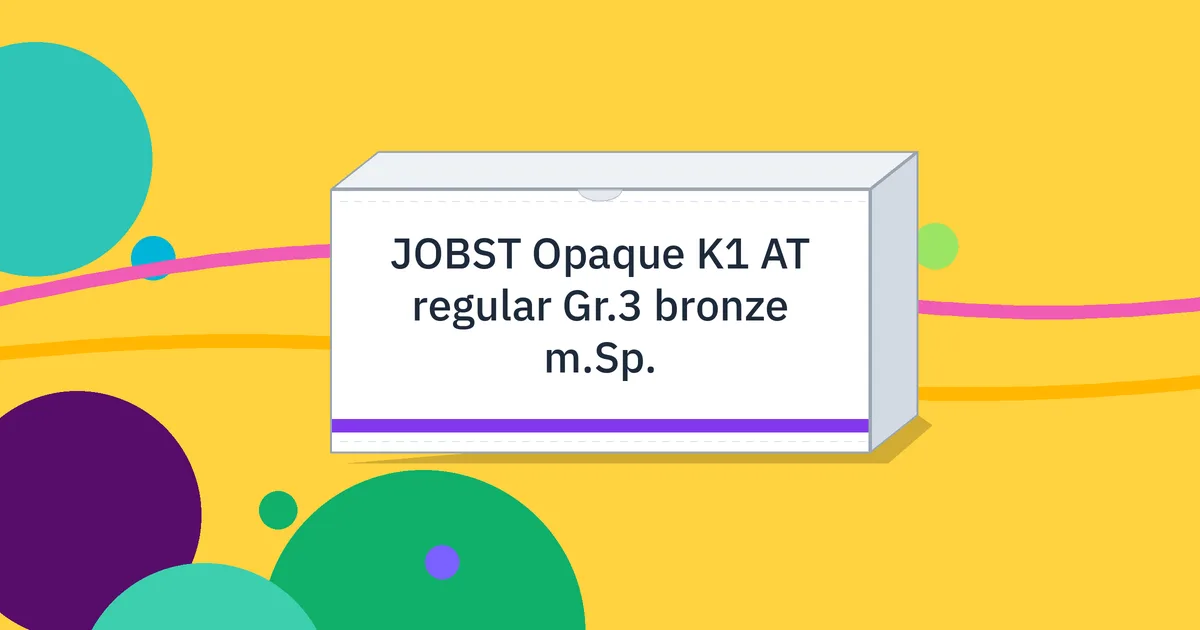 Symbolbild: Packung mit der Aufschrift JOBST Opaque K1 AT regular Gr.3 bronze m.Sp. (PZN 13106740) – Verfügbarkeit und Bezug in Apotheken in Frankfurt am Main