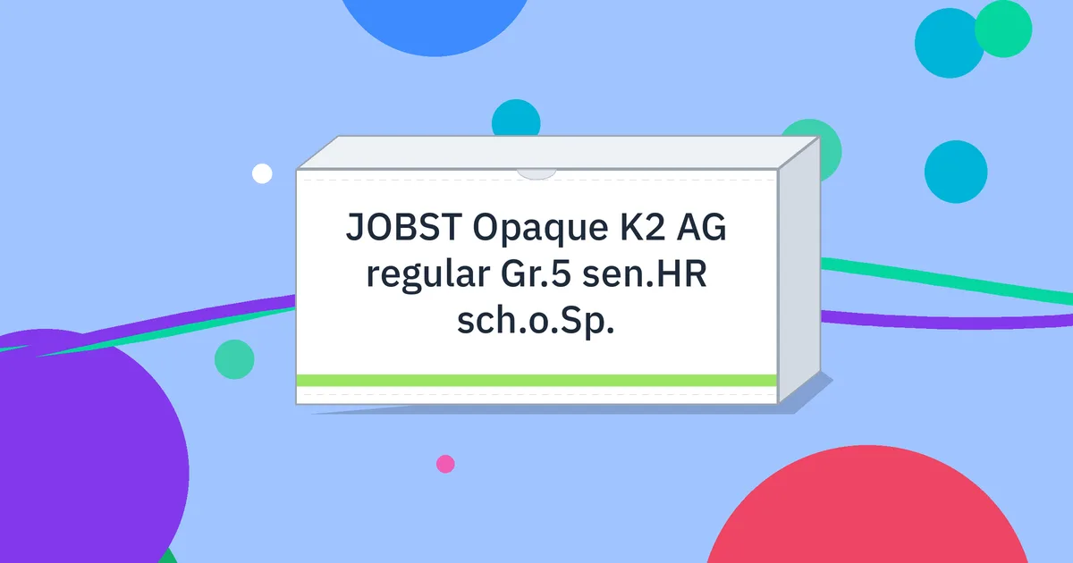 Symbolbild: Packung mit der Aufschrift JOBST Opaque K2 AG regular Gr.5 sen.HR sch.o.Sp. (PZN 12142768) – Verfügbarkeit und Bezug in Apotheken in Frankfurt am Main