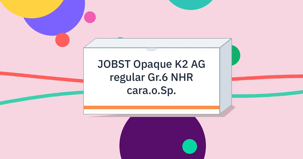 Symbolbild: Packung mit der Aufschrift JOBST Opaque K2 AG regular Gr.6 NHR cara.o.Sp. (PZN 11252638) – Verfügbarkeit und Bezug in Apotheken in Frankfurt am Main