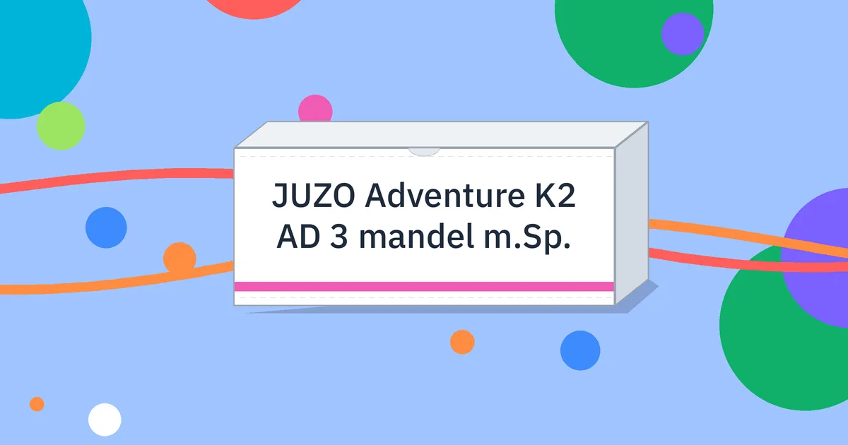 Symbolbild: Packung mit der Aufschrift JUZO Adventure K2 AD 3 mandel m.Sp. (PZN 14972913) – Verfügbarkeit und Bezug in Apotheken in Frankfurt am Main