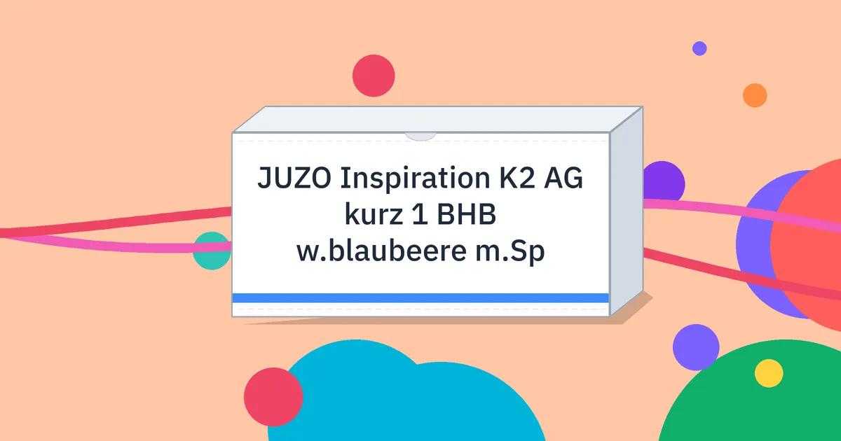 Symbolbild: Packung mit der Aufschrift JUZO Inspiration K2 AG kurz 1 BHB w.blaubeere m.Sp (PZN 14850038) – Verfügbarkeit und Bezug in Apotheken in Frankfurt am Main