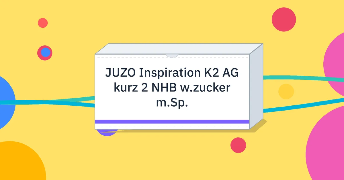 Symbolbild: Packung mit der Aufschrift JUZO Inspiration K2 AG kurz 2 NHB w.zucker m.Sp. (PZN 14948228) – Verfügbarkeit und Bezug in Apotheken in Frankfurt am Main