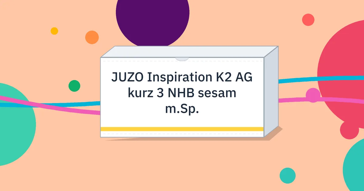 Symbolbild: Packung mit der Aufschrift JUZO Inspiration K2 AG kurz 3 NHB sesam m.Sp. (PZN 14948702) – Verfügbarkeit und Bezug in Apotheken in Frankfurt am Main