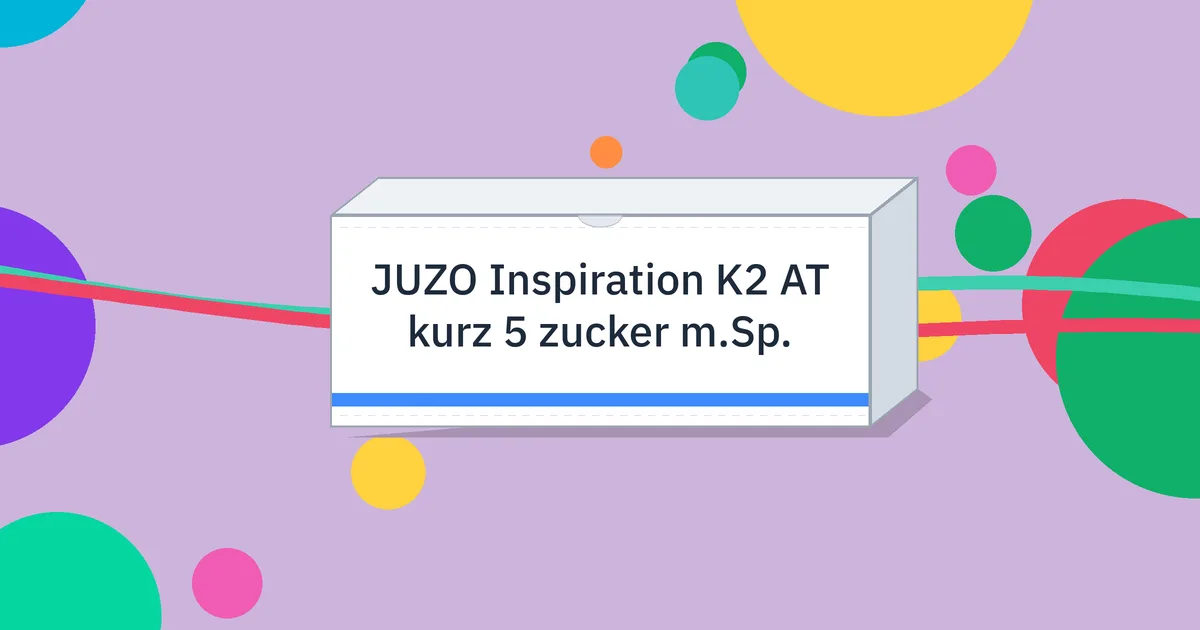 Symbolbild: Packung mit der Aufschrift JUZO Inspiration K2 AT kurz 5 zucker m.Sp. (PZN 14931618) – Verfügbarkeit und Bezug in Apotheken in Frankfurt am Main