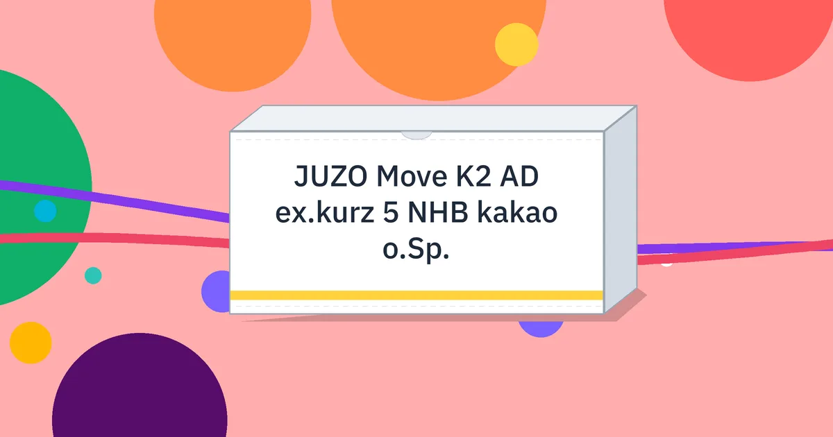 Symbolbild: Packung mit der Aufschrift JUZO Move K2 AD ex.kurz 5 NHB kakao o.Sp. (PZN 18542552) – Verfügbarkeit und Bezug in Apotheken in Frankfurt am Main