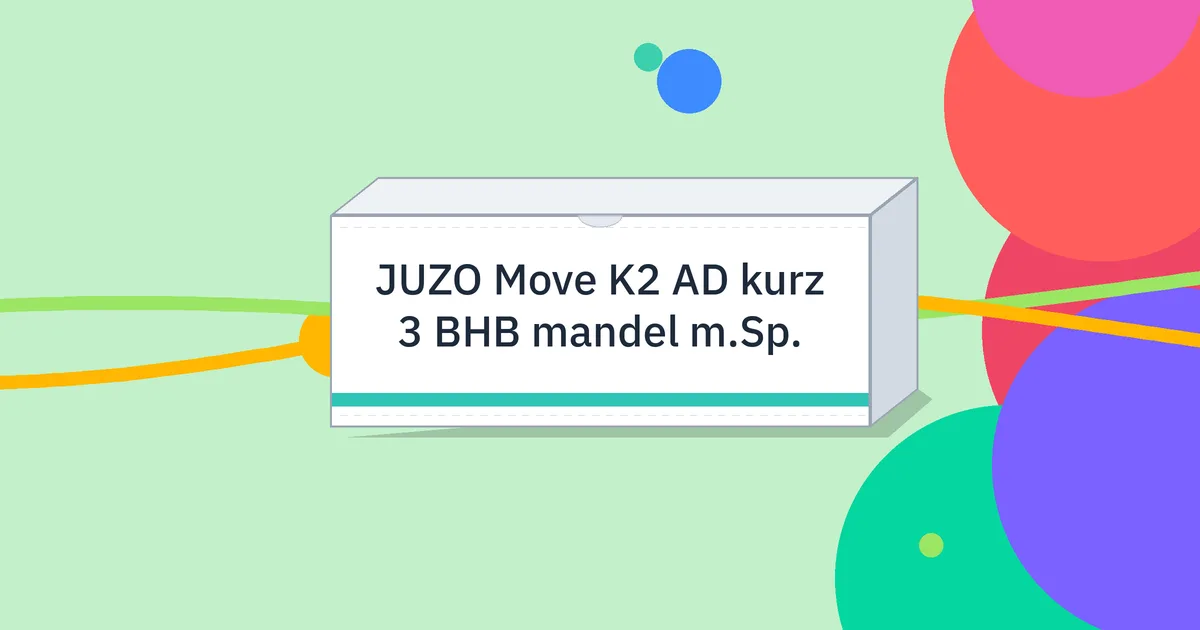Symbolbild: Packung mit der Aufschrift JUZO Move K2 AD kurz 3 BHB mandel m.Sp. (PZN 16340519) – Verfügbarkeit und Bezug in Apotheken in Frankfurt am Main
