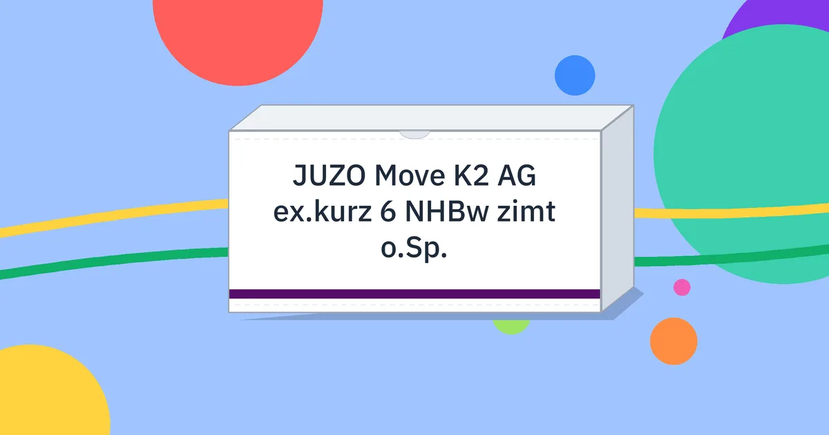 Symbolbild: Packung mit der Aufschrift JUZO Move K2 AG ex.kurz 6 NHBw zimt o.Sp. (PZN 18533010) – Verfügbarkeit und Bezug in Apotheken in Frankfurt am Main