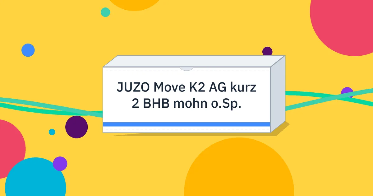 Symbolbild: Packung mit der Aufschrift JUZO Move K2 AG kurz 2 BHB mohn o.Sp. (PZN 18561733) – Verfügbarkeit und Bezug in Apotheken in Frankfurt am Main