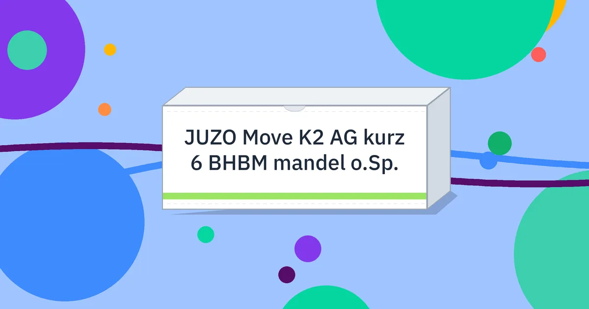Symbolbild: Packung mit der Aufschrift JUZO Move K2 AG kurz 6 BHBM mandel o.Sp. (PZN 16648275) – Verfügbarkeit und Bezug in Apotheken in Frankfurt am Main