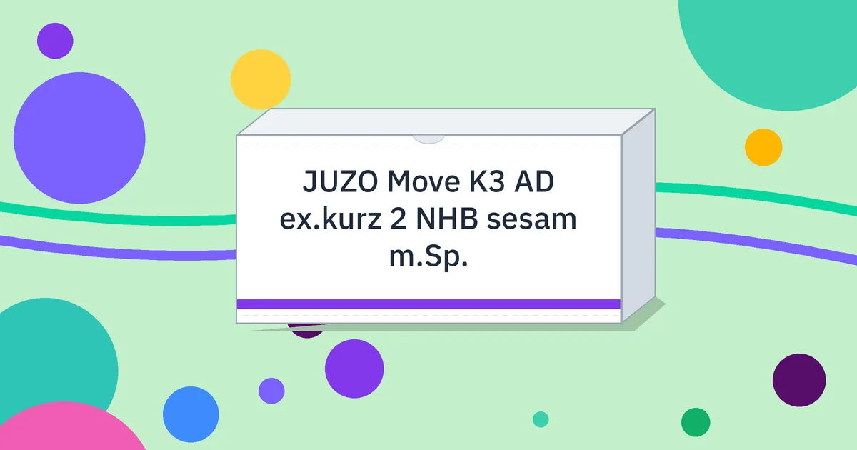 Symbolbild: Packung mit der Aufschrift JUZO Move K3 AD ex.kurz 2 NHB sesam m.Sp. (PZN 18569522) – Verfügbarkeit und Bezug in Apotheken in Frankfurt am Main