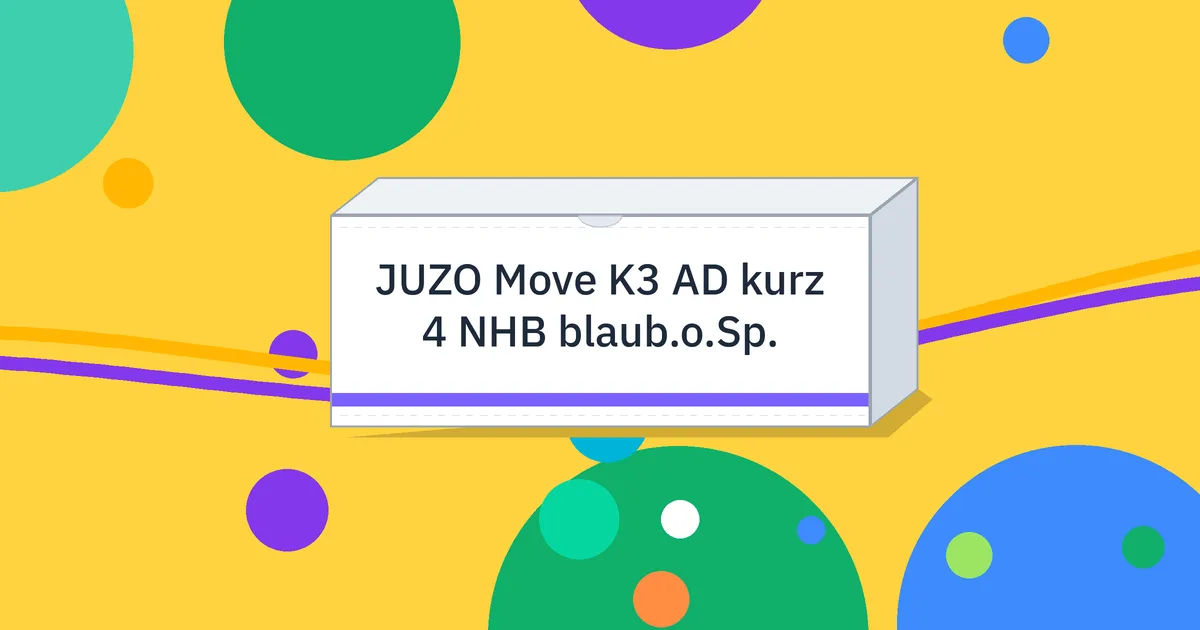 Symbolbild: Packung mit der Aufschrift JUZO Move K3 AD kurz 4 NHB blaub.o.Sp. (PZN 18572702) – Verfügbarkeit und Bezug in Apotheken in Frankfurt am Main
