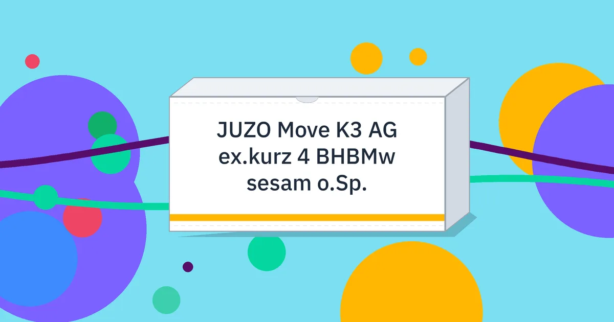 Symbolbild: Packung mit der Aufschrift JUZO Move K3 AG ex.kurz 4 BHBMw sesam o.Sp. (PZN 18586271) – Verfügbarkeit und Bezug in Apotheken in Frankfurt am Main