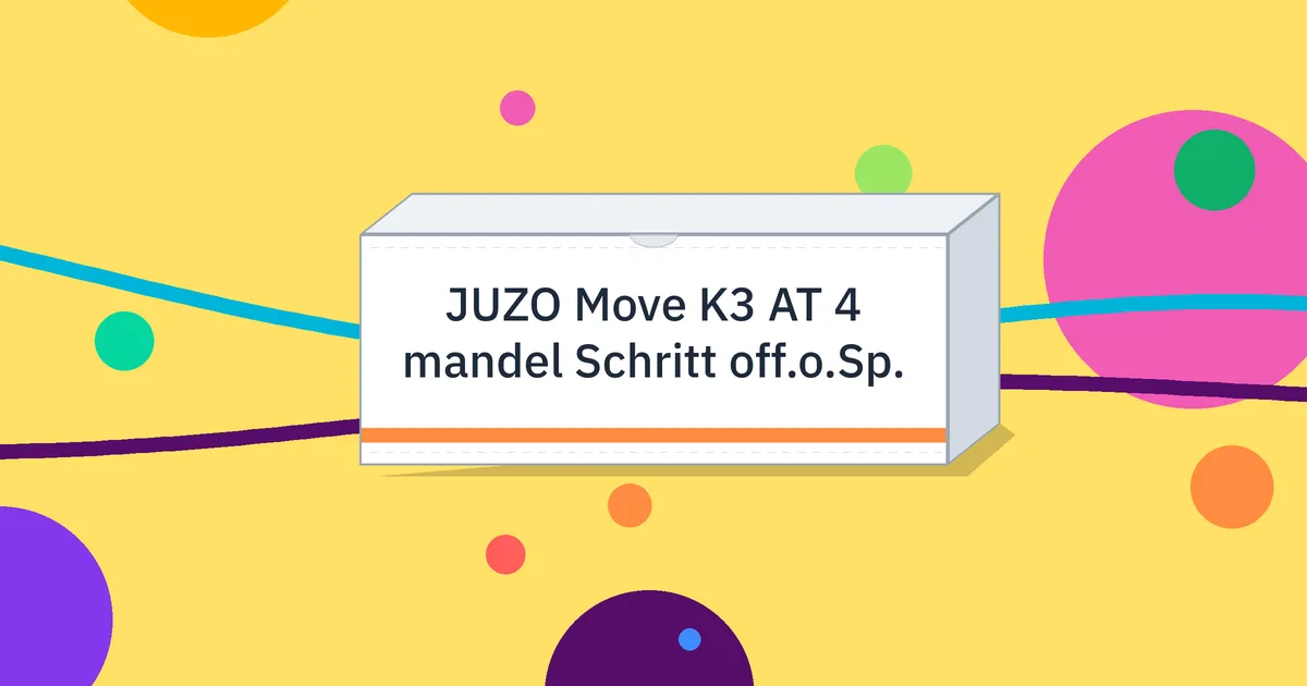 Symbolbild: Packung mit der Aufschrift JUZO Move K3 AT 4 mandel Schritt off.o.Sp. (PZN 20679152) – Verfügbarkeit und Bezug in Apotheken in Frankfurt am Main